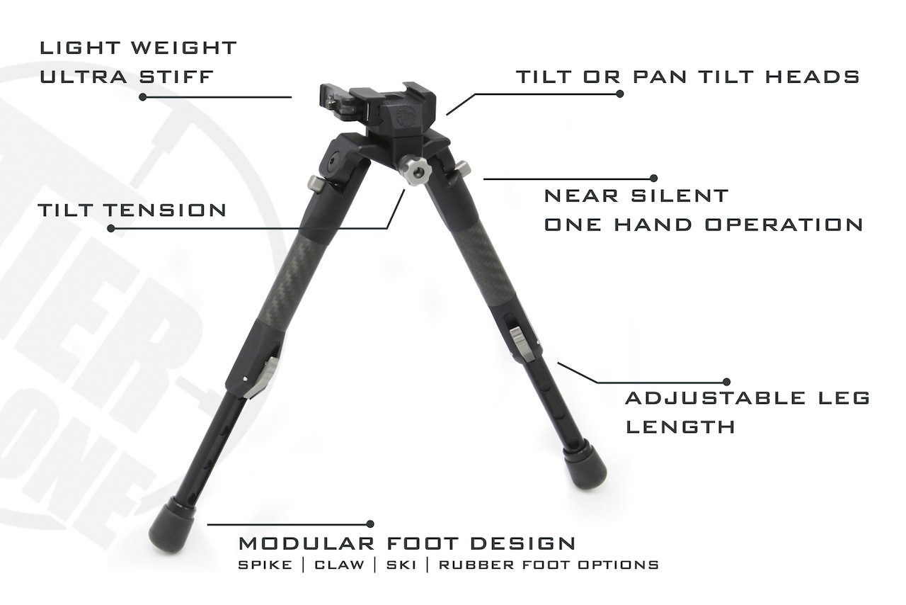 TIER ONE Tactical Bipod Carbone 180mm – Pan/Tilt – Picatinny – Baseline ...